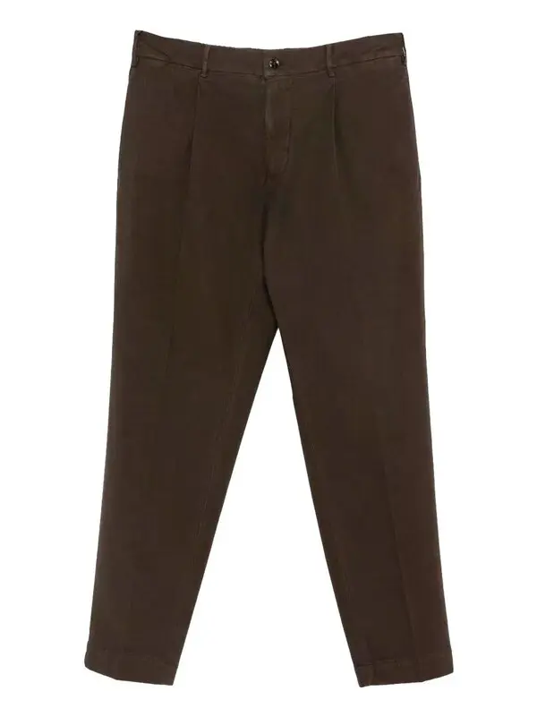 DELL'OGLIO Pleat-detail Trousers - Brown