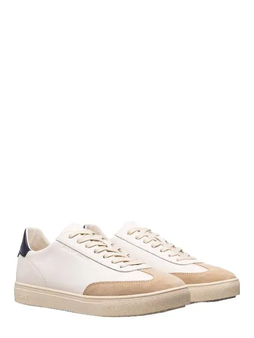 Clae Deane Leather Low Top Sneakers - Off White Safari Navy