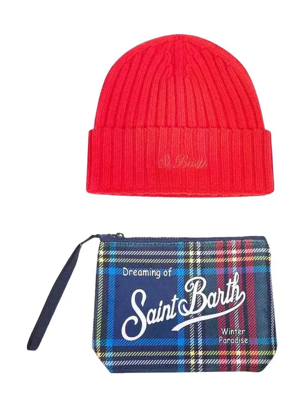 MC2 SAINT BARTH Aline Clutch Bag And Wengen Beanie Hat Set - Red