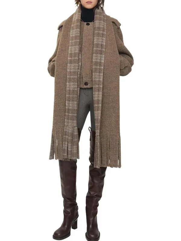 Burberry Detachable Scarf Wool-blend Jacket - Biscuit Beige