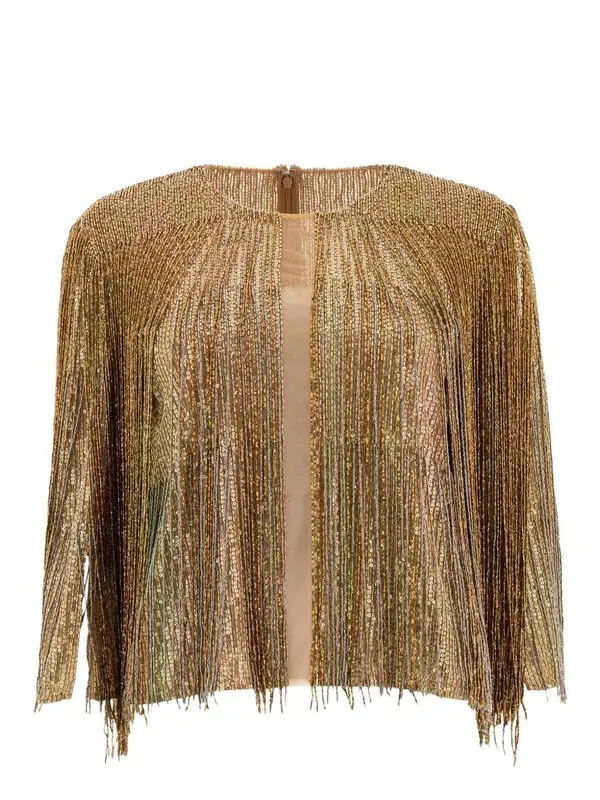 Elie Saab Fringed Crew-neck Blouse - Gold