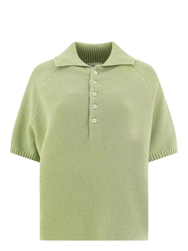 UMARMUNG Ribbed-collar Polo Top - Green