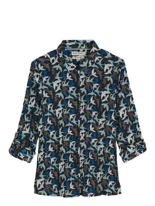 SEASALT CORNWALL Larissa Printed Organic Cotton Shirt - Swooping Birds Onyx