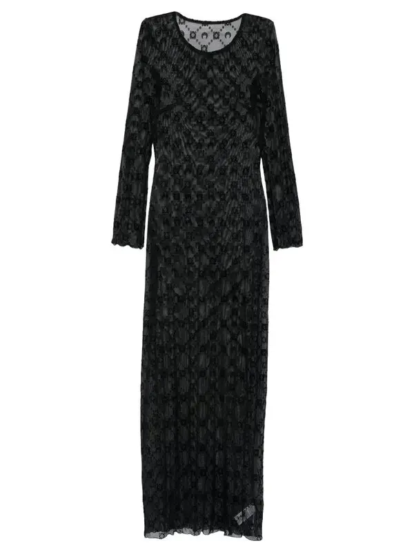 MARINE SERRE Patterned Long-sleeve Dress - Black
