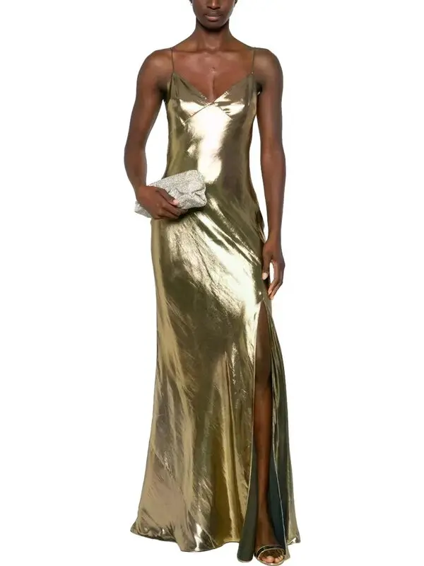 SELF-PORTRAIT Metallic-effect Maxi Dress - Gold