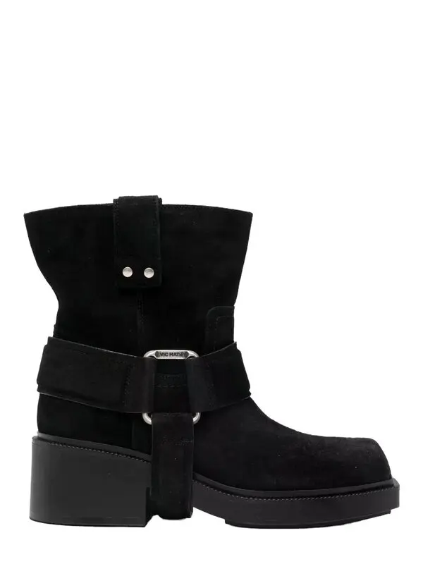 VIC MATIE Strap-detail Biker Boots - Black