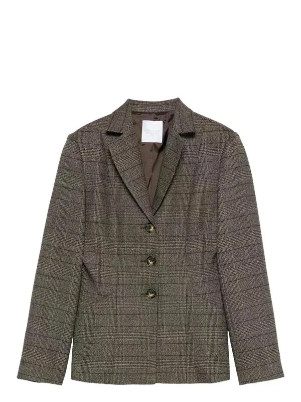 CENERE GB Plaid Single-breasted Blazer - Brown