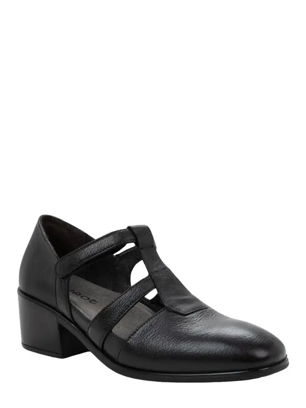 Naot T-strap Leather Pumps - Black Soft Leather