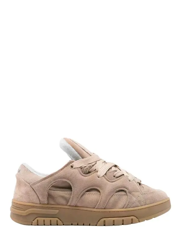 SANTHA Suede Cut-out Sneakers - Neutrals