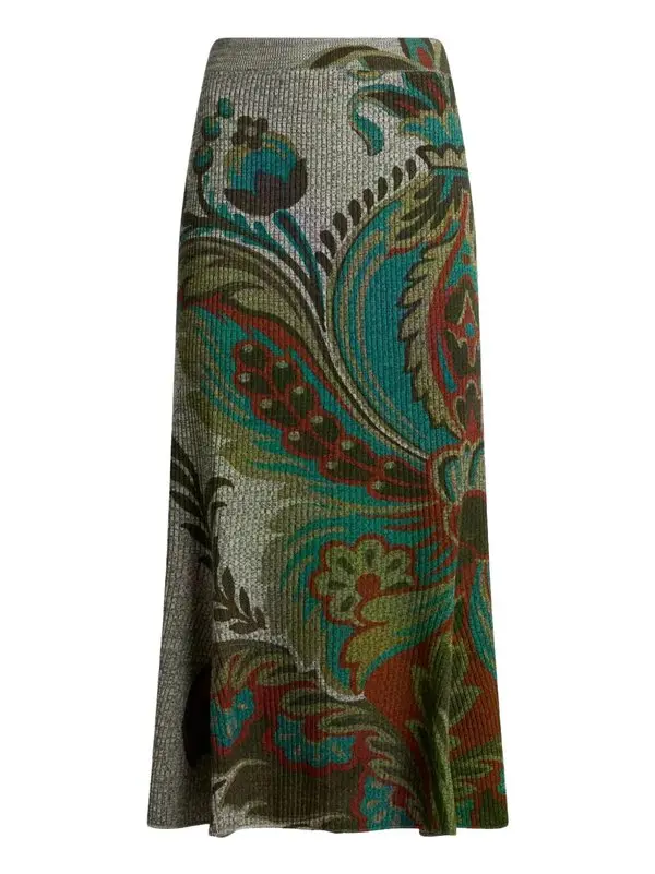 Etro Floral-motif Straight Skirt - Grey