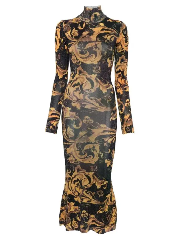Versace Barocco-print Dress - Black