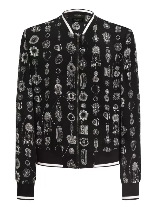 Dolce & Gabbana Printed Zip Jacket - Black