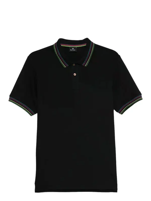 Paul Smith Striped Collar Polo Shirt - Black