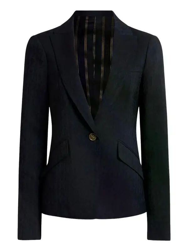 Etro Single-breasted Jacquard Blazer - Blue