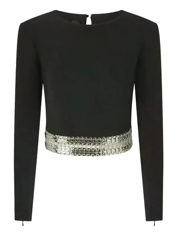 Pinko Long-sleeve Top With Metal Embellishments - Black