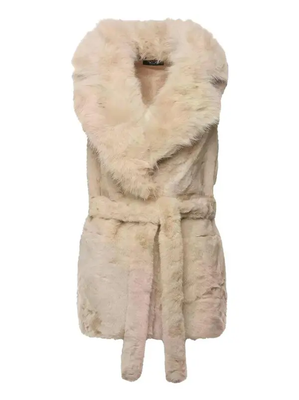 V°73 Tie-fastening Sleeveless Coat - Neutrals