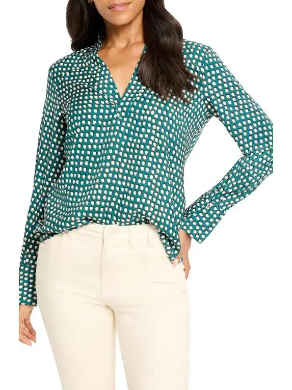 NIC+ZOE Shadow Dot Long Sleeve Top - Green Multi