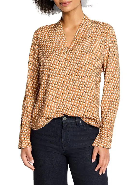 NIC+ZOE Shadow Dot Long Sleeve Top - Neutral Multi