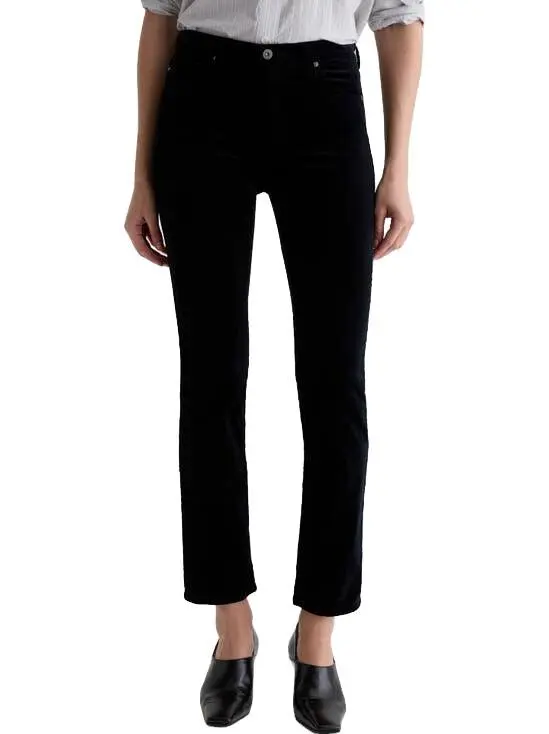Ag Mari Mid-rise Slim Straight Leg Velvet Jeans - Super Black