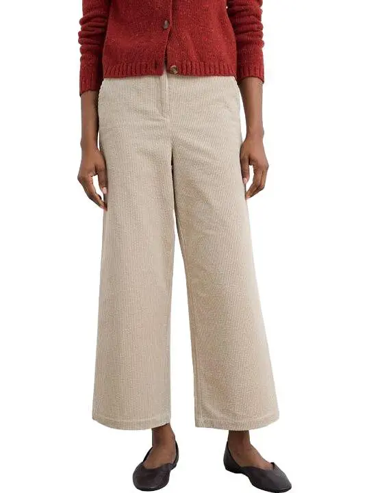 SEASALT CORNWALL Asphodel Crop Wide Leg Corduroy Pants - Birch