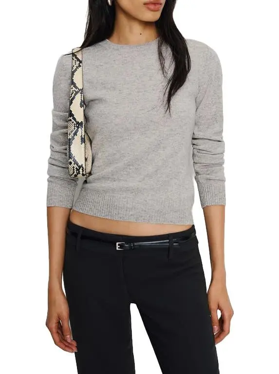 REFORMATION Lian Cashmere Crewneck Crop Sweater - Foggy