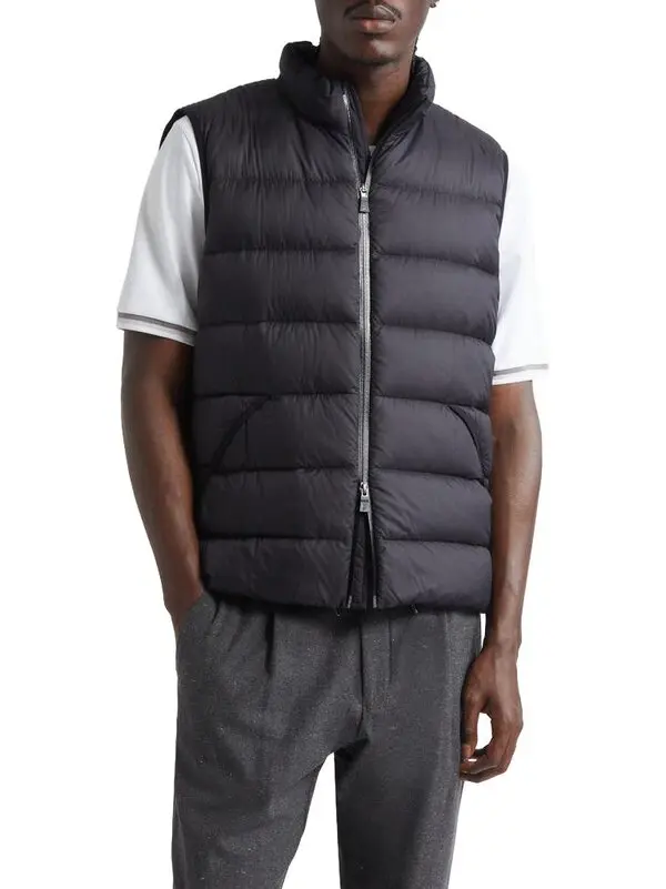 Herno Quilted Front Down Vest - Black