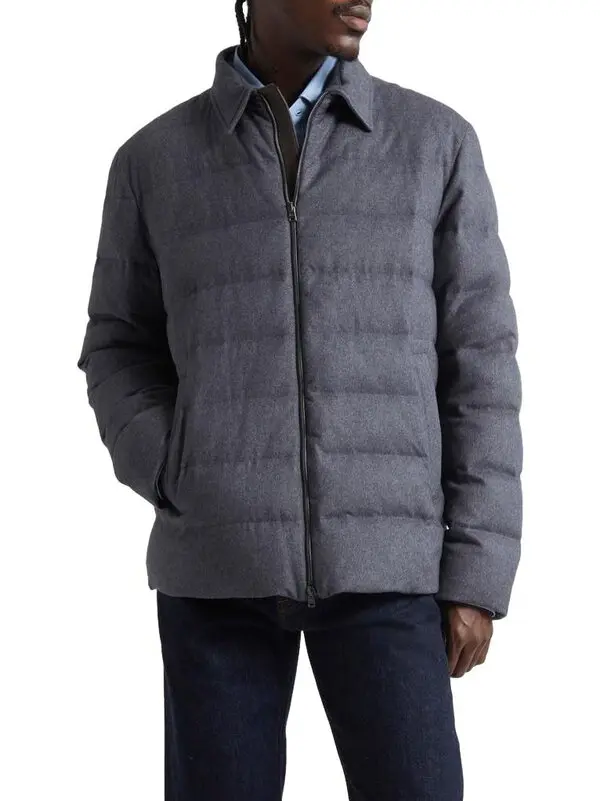 Herno Cashmere & Silk Down Puffer Jacket - Charcoal