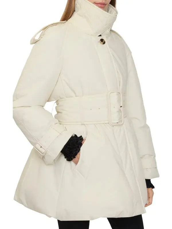 Burberry Belted Berryhill Padded Car Coat - Ice Beige