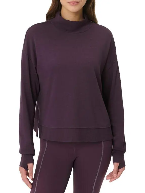 Sweaty Betty After Class Cotton Turtleneck Crop Sweatshirt - Neptune Purple