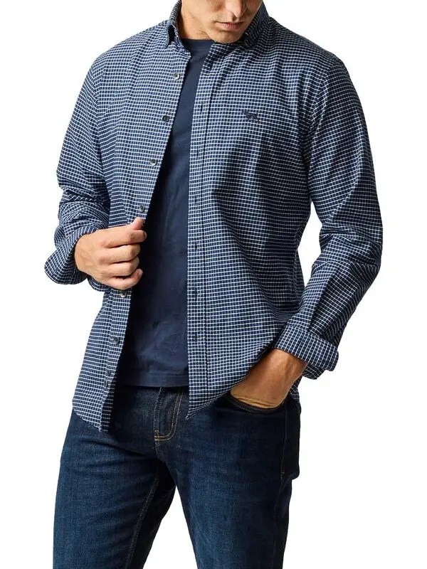 Rodd & Gunn Sports Fit Check Cotton Button-down Oxford Shirt - Midnight