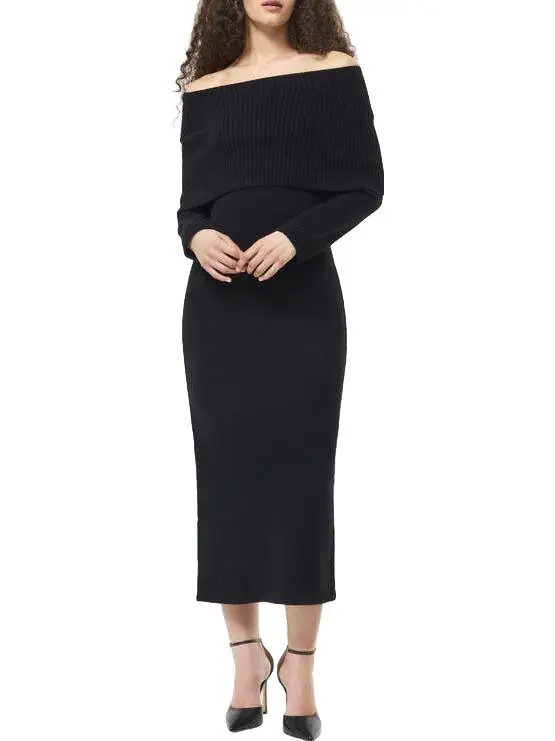 French Connection Emilia Off-the-shoulder Maxi Sweater Dress - Black