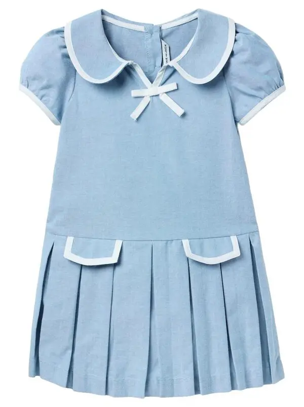 Janie And Jack Oxford Pleated Dress - Blue