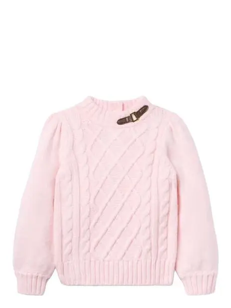 Janie And Jack Equestrian Cable Sweater - Pink