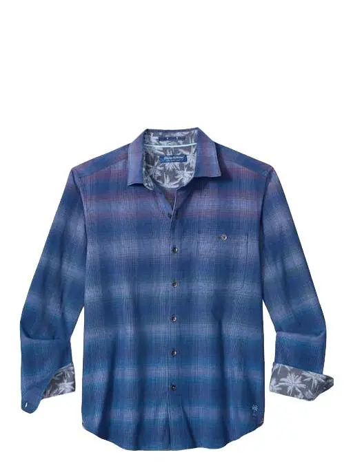 Tommy Bahama Cord Sunset Ridge Shadow Check Cotton Corduroy Button-up Shirt - Coastline