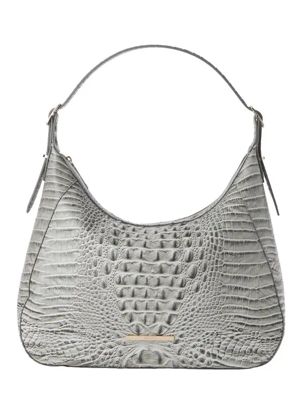 Brahmin Edie Croc Embossed Leather Shoulder Bag - Dove Alden Road