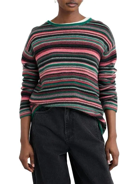 SEASALT CORNWALL Striped Merino Wool-blend Pullover - Knit Ripple Marks Squash Multi