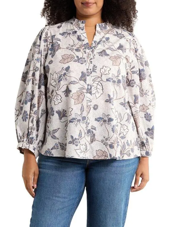 SUGARLIPS Bryony Floral Print Button-up Shirt - Brown-blue