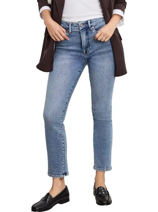 Good American Mid-rise Straight Leg Jeans - Indigo988