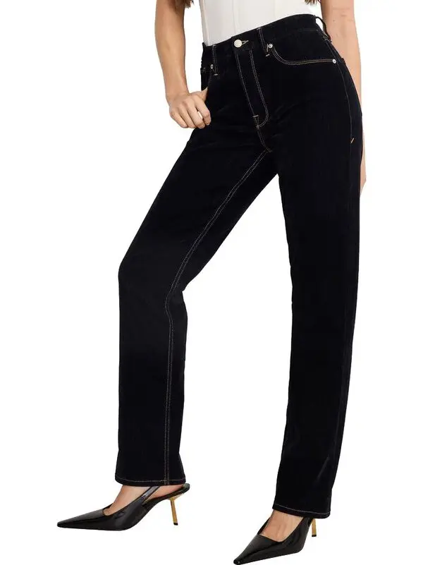 Good American Good Icon Straight Leg Velvet Jeans - Indigo939