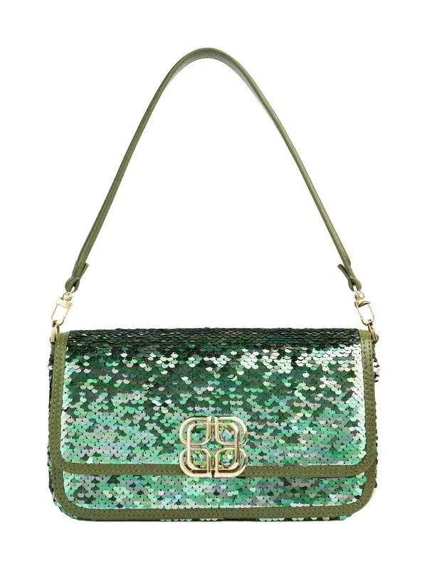 LK BENNETT Zoe Sequin Shoulder Bag - Green