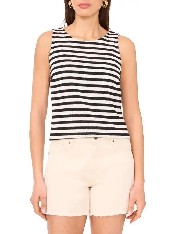 Vince Camuto Stripe Knit Keyhole Tank - New Ivory
