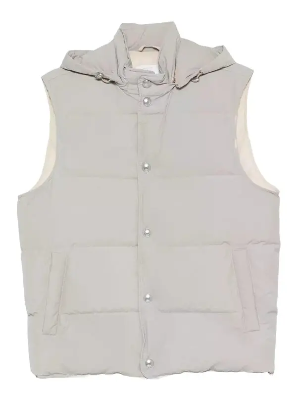 Eleventy Hooded Gilet With Press-stud Fastening - Grey