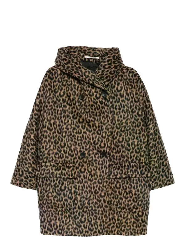 Tagliatore Animal-print Double-breasted Coat - Black