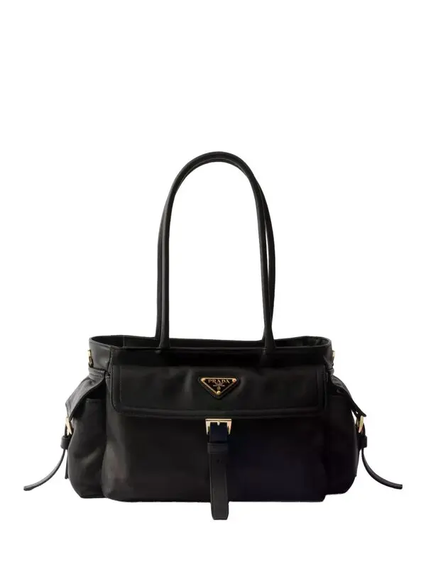 Prada Medium Leather Tote Bag - Black