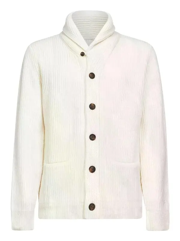 MC2 SAINT BARTH Button Shawl Collar Cardigan - White