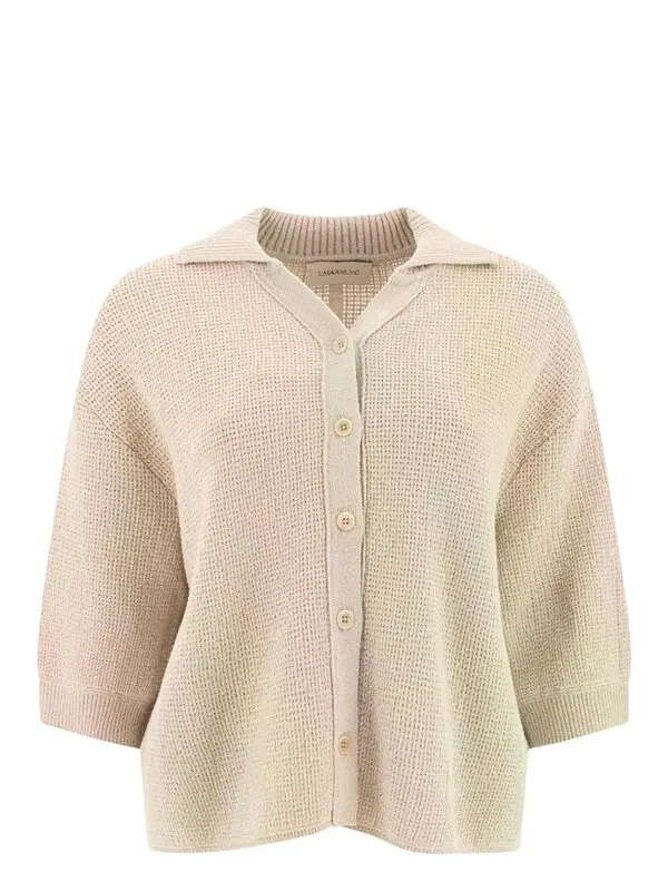 UMARMUNG Button Cardigan With Three-quarter Sleeves - Neutrals