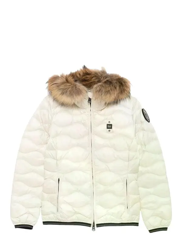 BLAUER. Hooded Puffer Jacket With Logo Appliqu - White