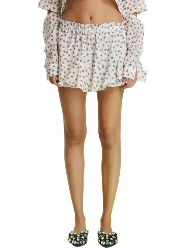 PNK Floral Ruffled Shorts - Neutrals