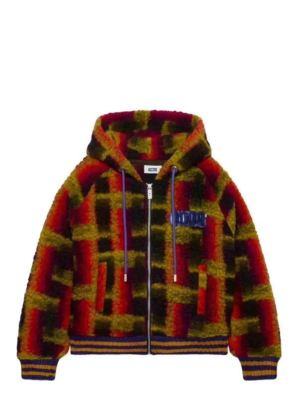 Gcds Hooded Checked Jacket - Red