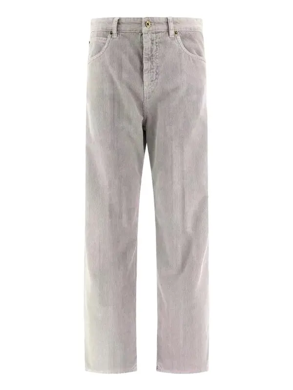 Miu Miu Logo-embroidered Corduroy Trousers - Grey